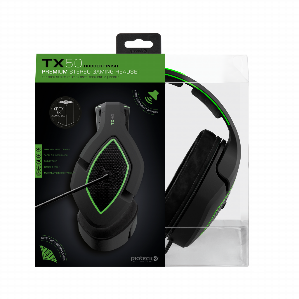 Gioteck TX50 Premium Stereo Gaming Headset (Black/Green) - Pelimies