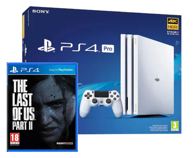 Playstation 4 PRO 1TB G-Malli Valkoinen + The Last of Us II - Pelimies